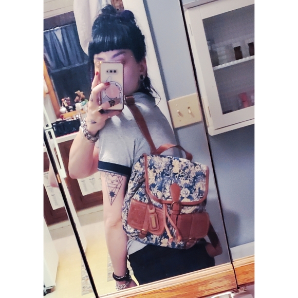 Chaps | Bags | Chaps Floral Leather Backpack Purse Hobo Bag | Poshmark
